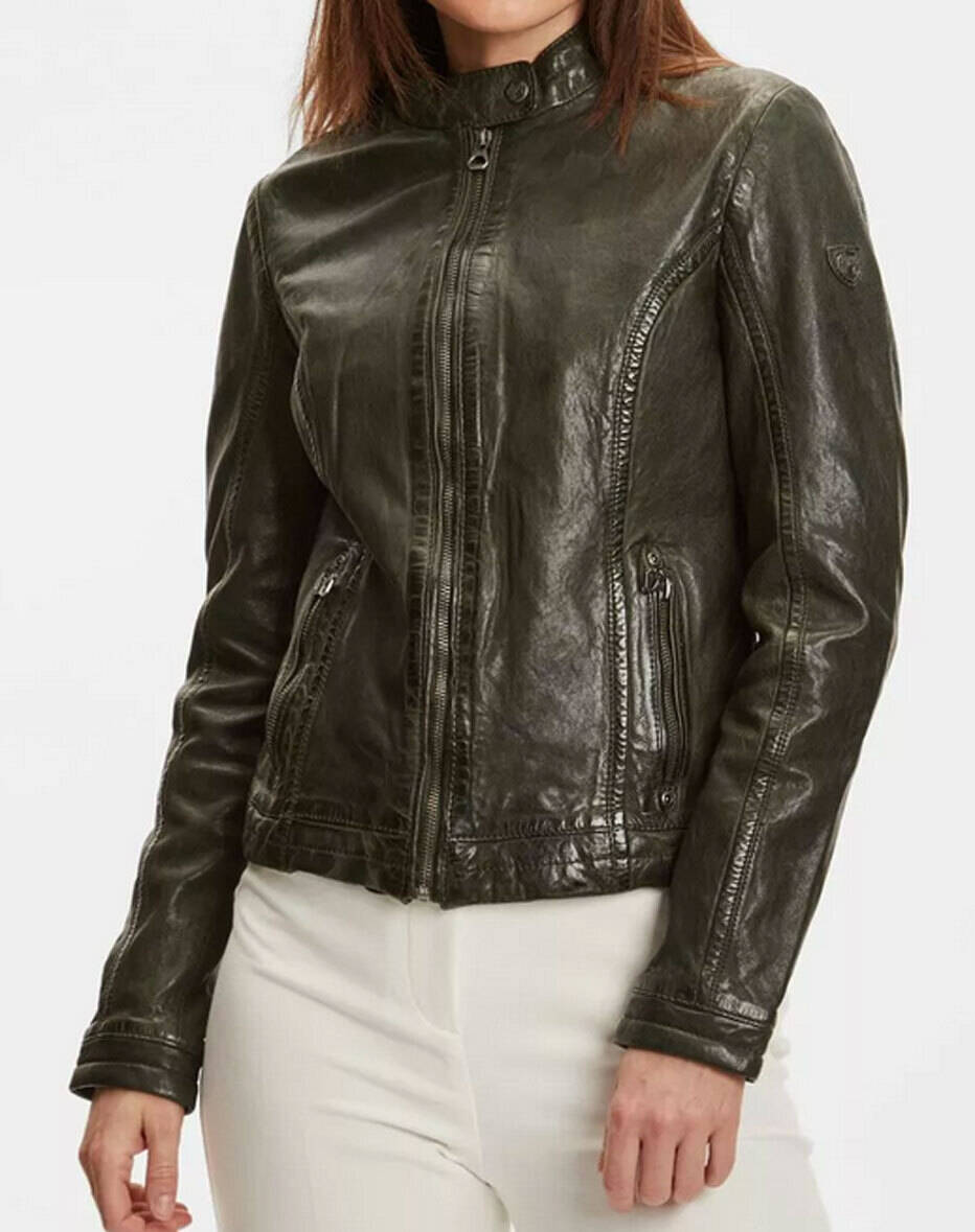 Giacca in pelle da donna verde "14560"